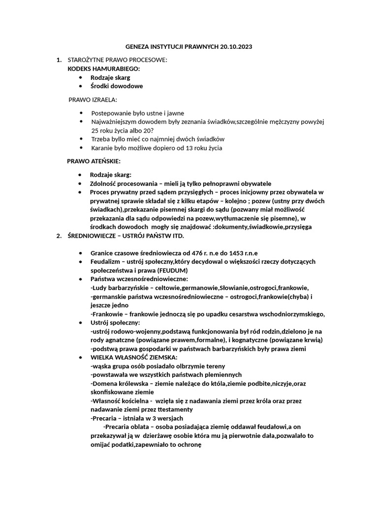 Geneza Instytucji Prawnych 20 | PDF