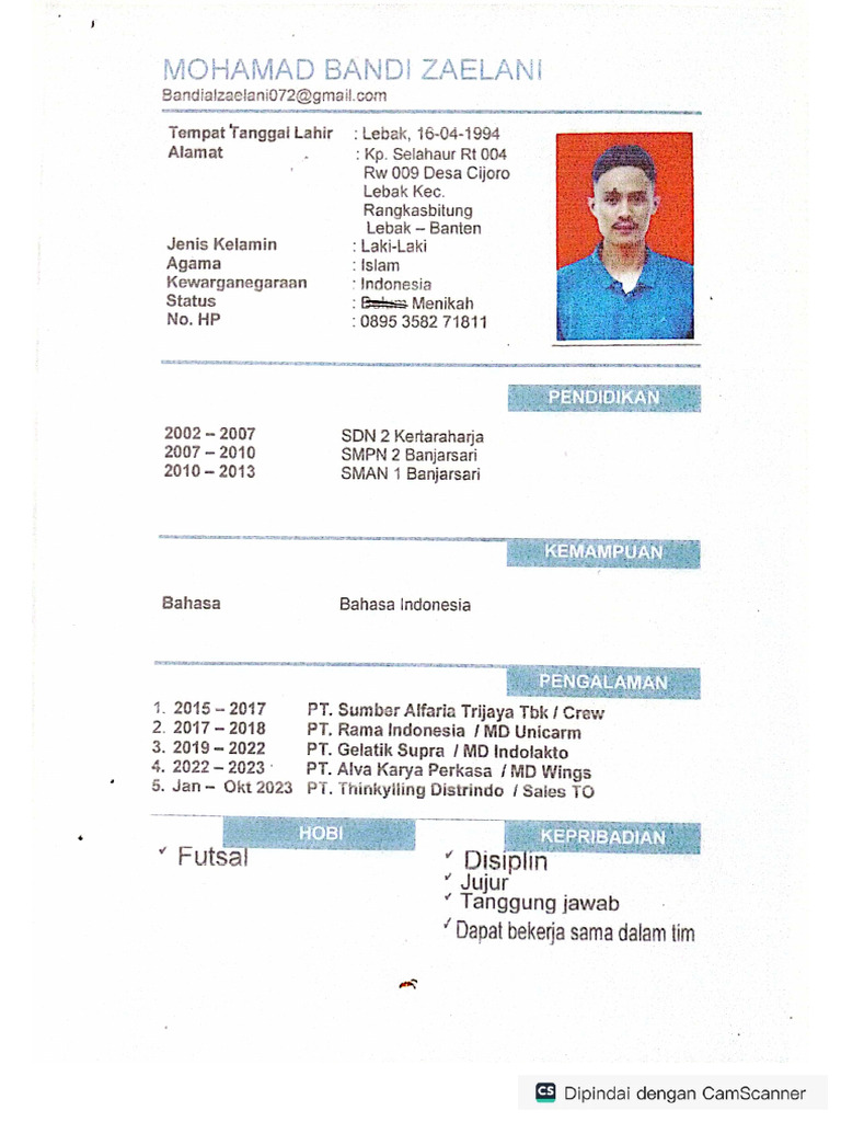 CV M.bandi Zaelani | PDF