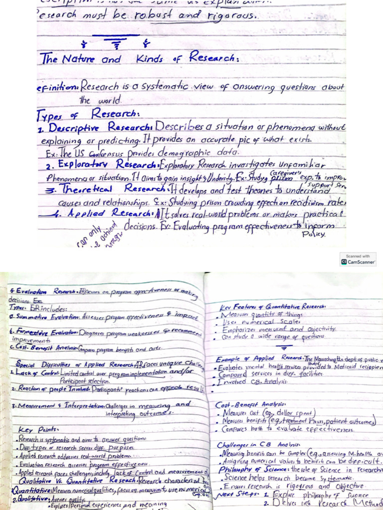 Handmade Notes For Research Methodology | PDF
