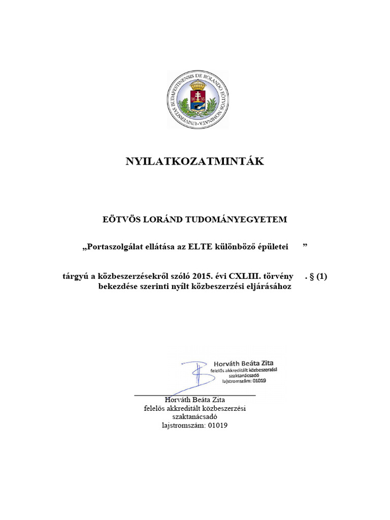 Közbeszerzési Dokumentumok | PDF