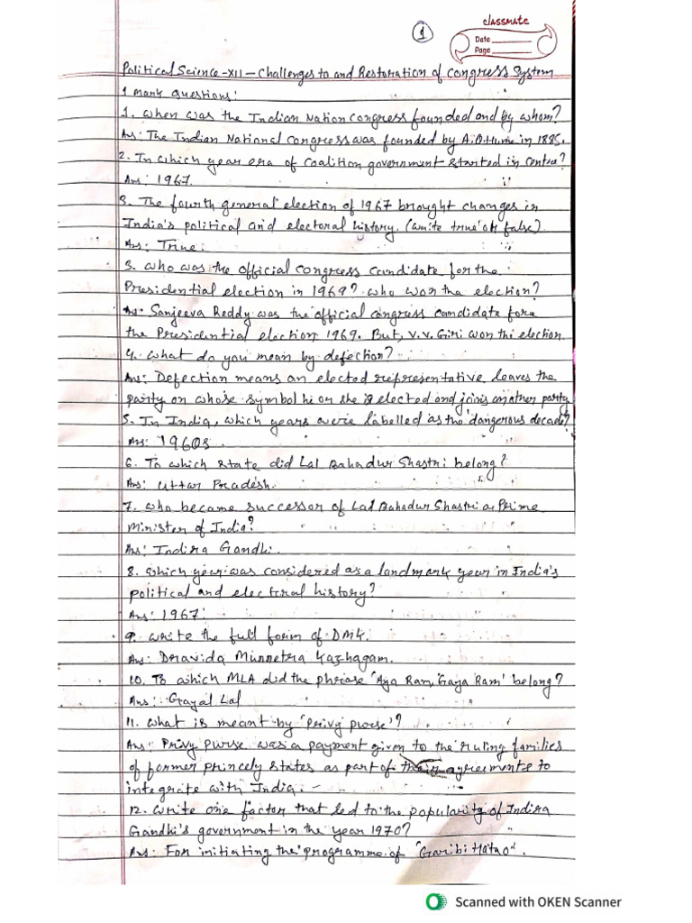 Political Science Important Questions | PDF