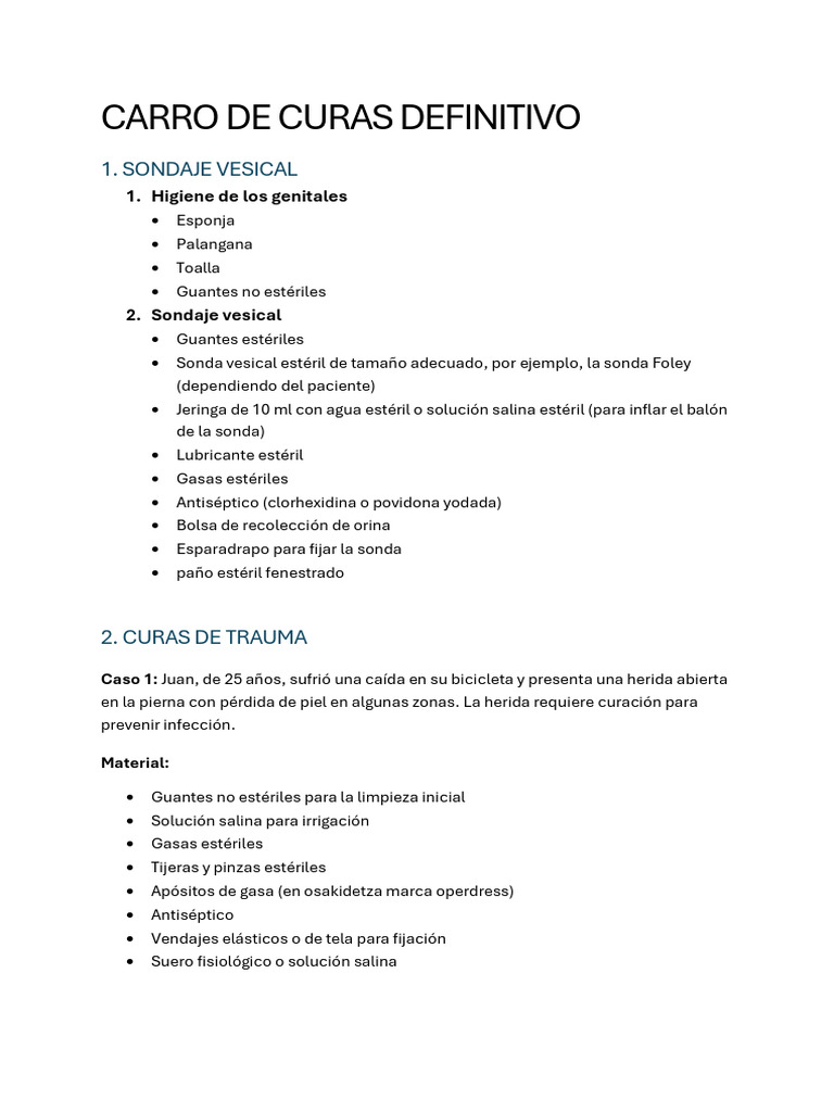 Carro de Curas Definitivo | PDF | Herida | Terapia intravenosa
