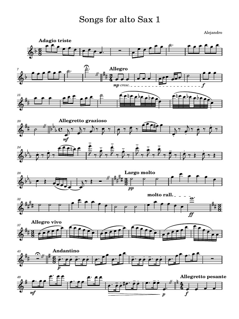 Songs For Alto Sax 1 | PDF | Tempo | Poetics