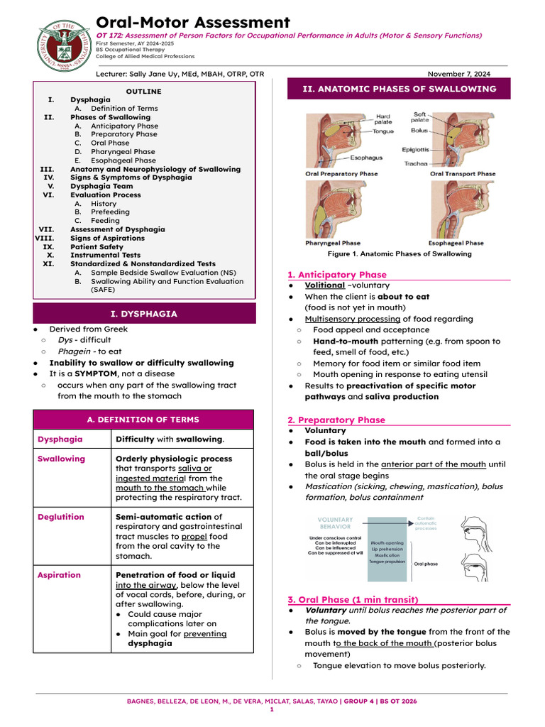 Oral Motor Assessment | PDF | Clinical Medicine