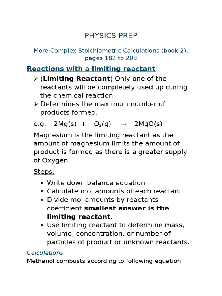 Physics Prep | PDF | Mole (Unit) | Chemistry