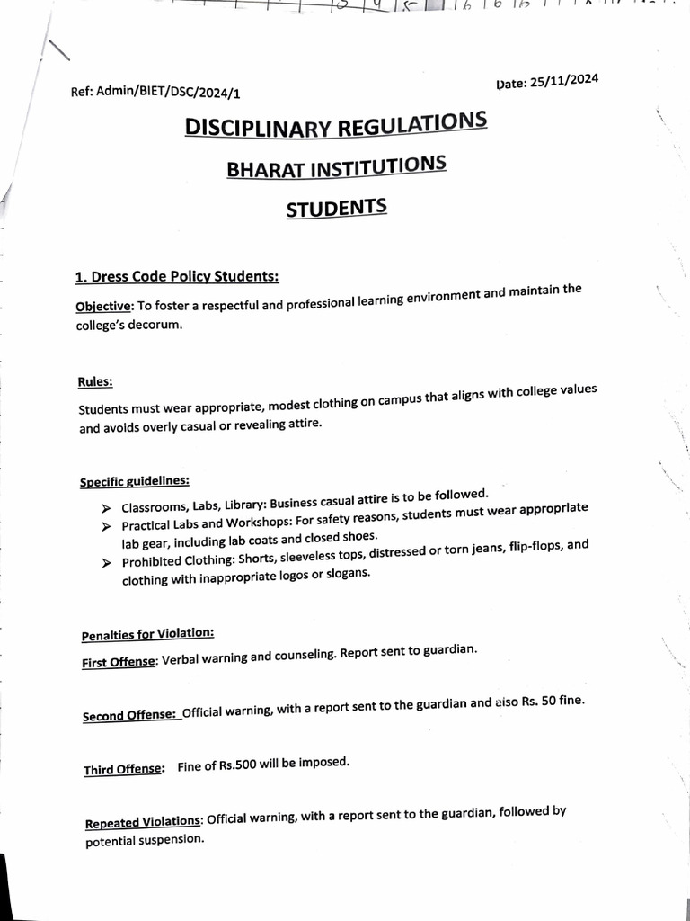 Discipline Regulations | PDF | Education Issues | Clothing