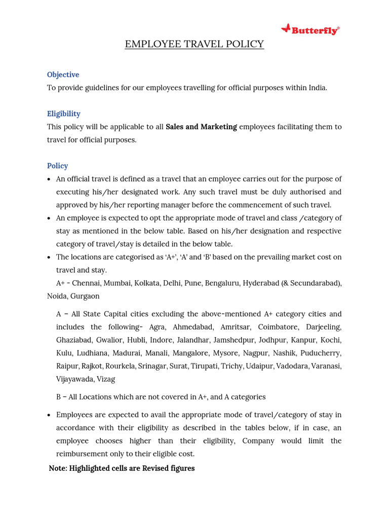 Sales Travel Policy Guidelines | PDF | Driver's License | Transport