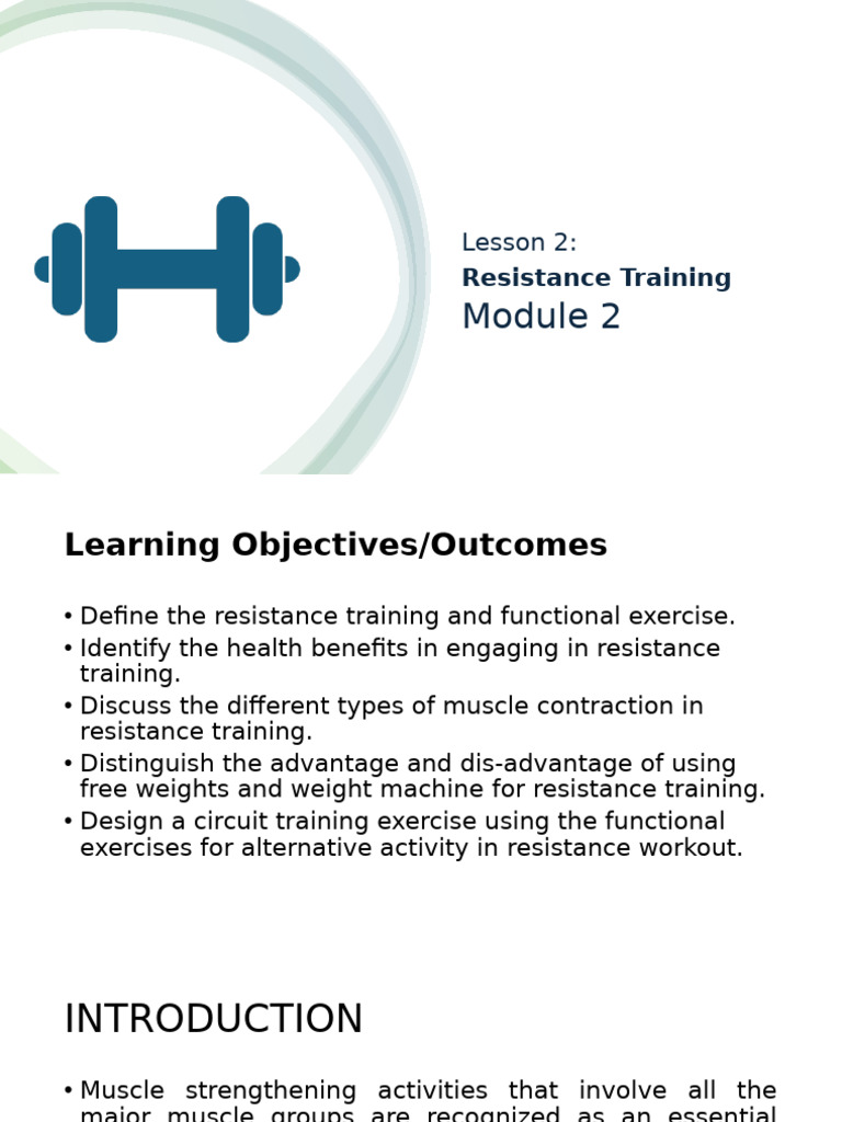 PATHFIT 2 Module 2 - Lesson 2 - Resistance Training | PDF | Strength ...