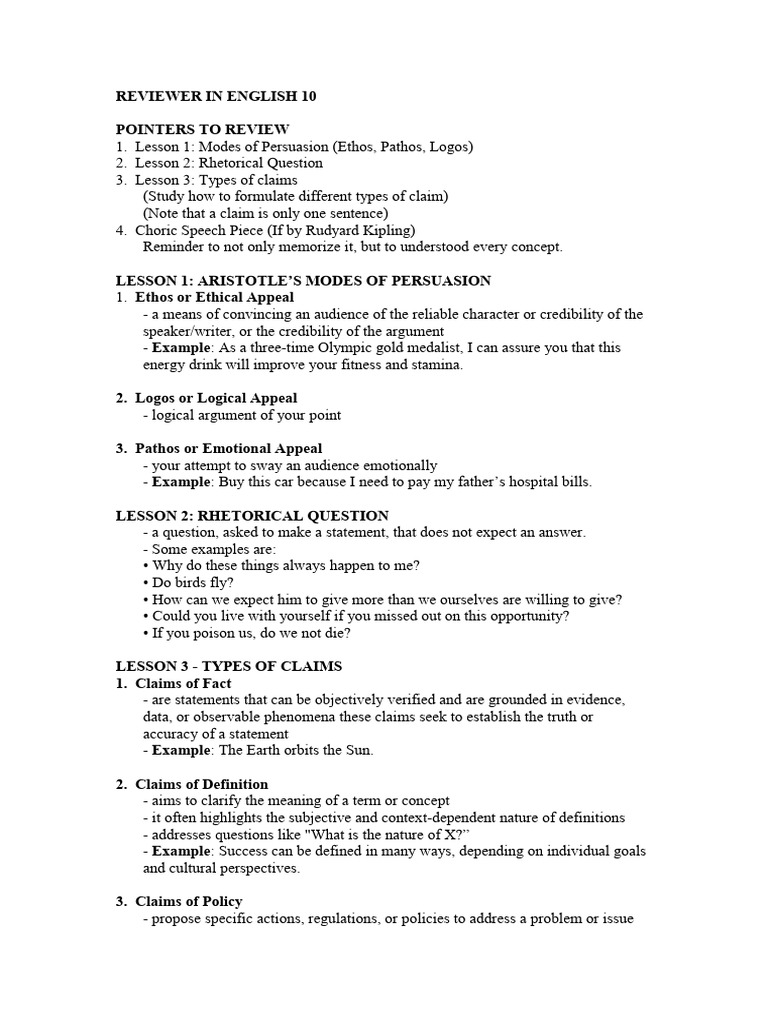 Reviewer in English 10 | PDF | Logos