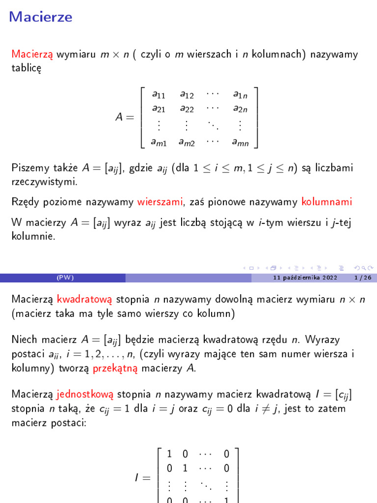 m1 Macierze 2022 | PDF