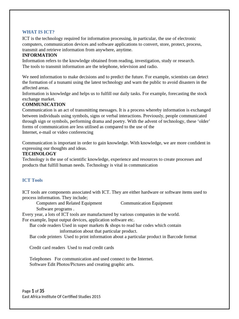Ict Theory Pdf Random Access Memory Computer Data Storage