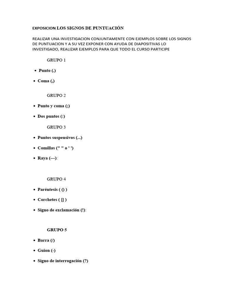 Signos de Puntuación: Ejemplos y Uso | PDF
