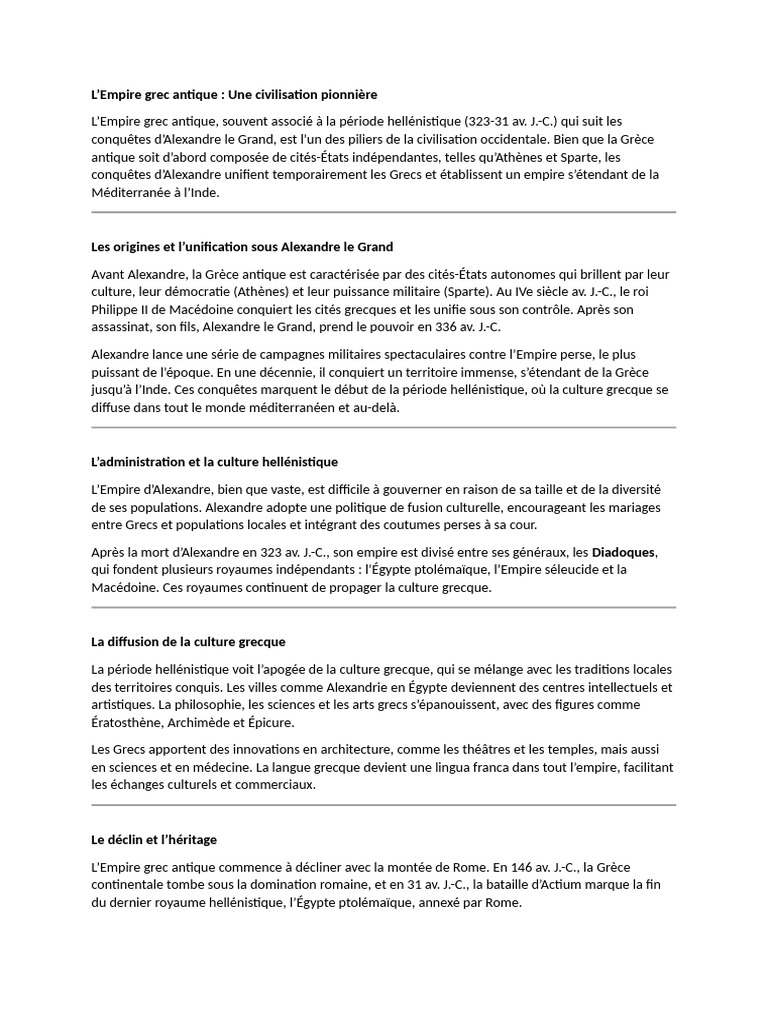 Empire Grec | PDF | Alexandre le Grand | Grèce ancienne