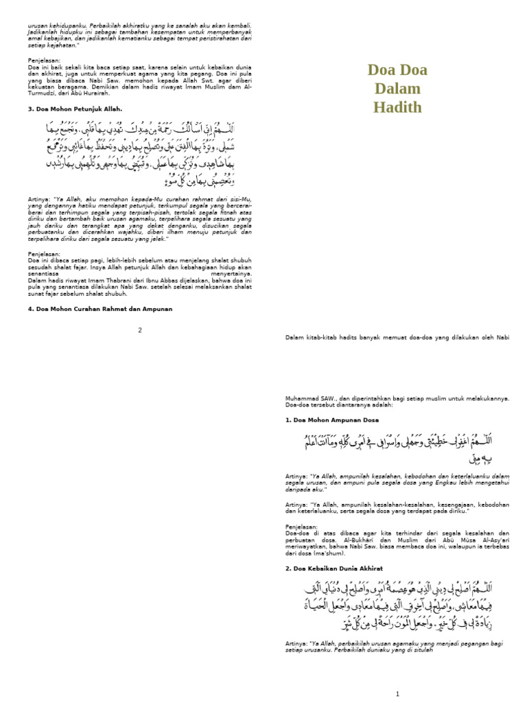 Doa Dalam Hadith | PDF