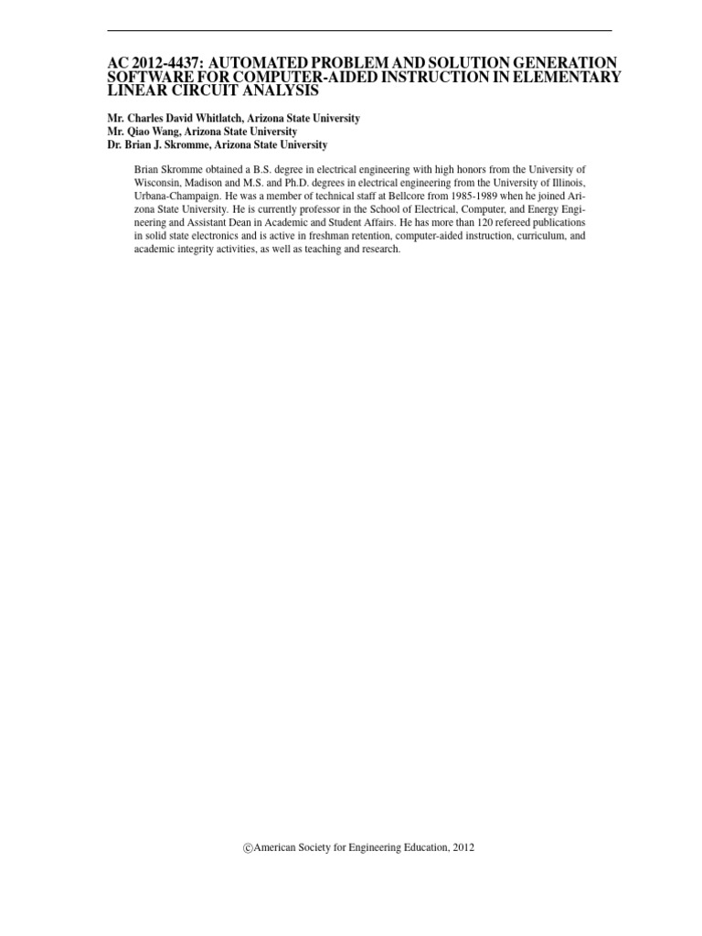 Automated Problem and Solution Generation Software For Computer Aided Instruction in Elementary ...