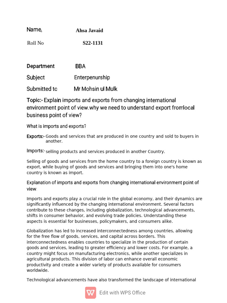 Assignment 12 | PDF | Exports | Retail Assignment 12 | PDF | Exports | Retail