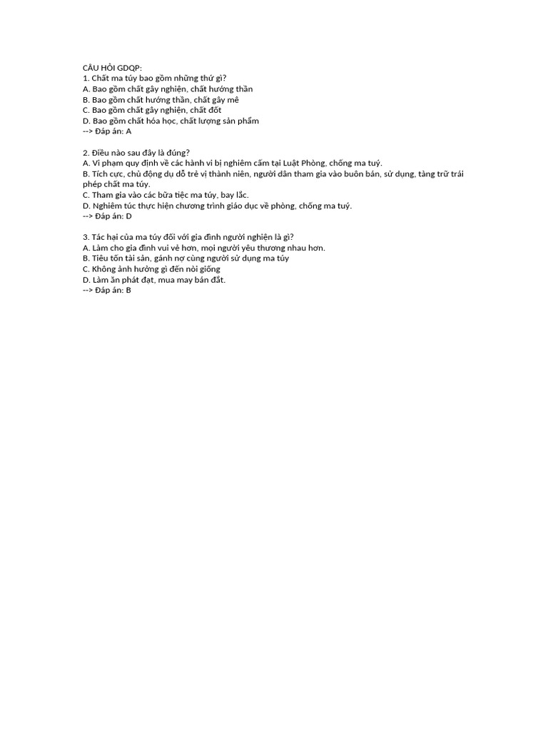 CÂU HỎI GDQP | PDF