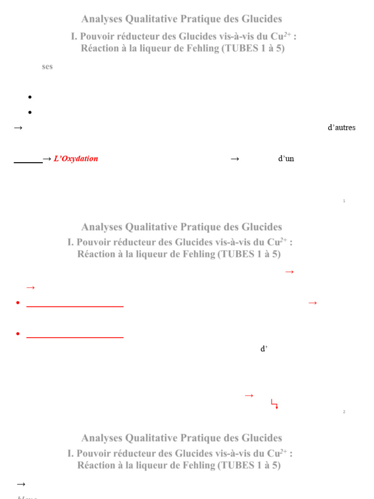 PrÃ©sentation Des Manipulations de TP - Analyse Qualitative Des Glucides | PDF | Glucide | Molécules