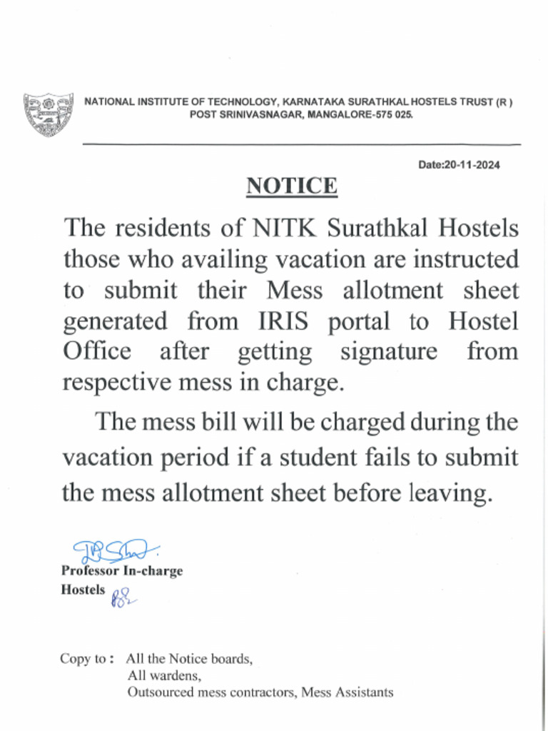 Notice Availing Vacation | PDF