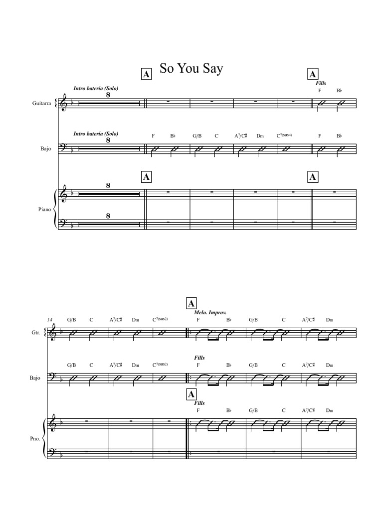 So You Say - Partitura y Partes | PDF | Formas musicales ...