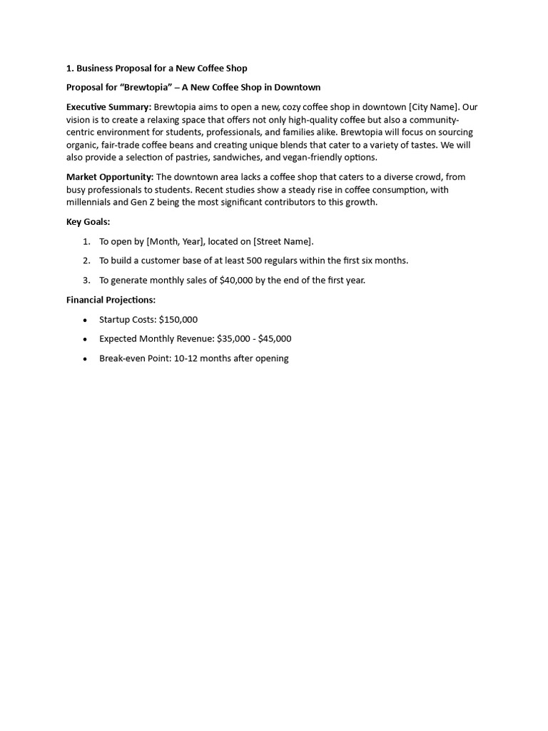 New Coffee Shop Business Proposal | PDF