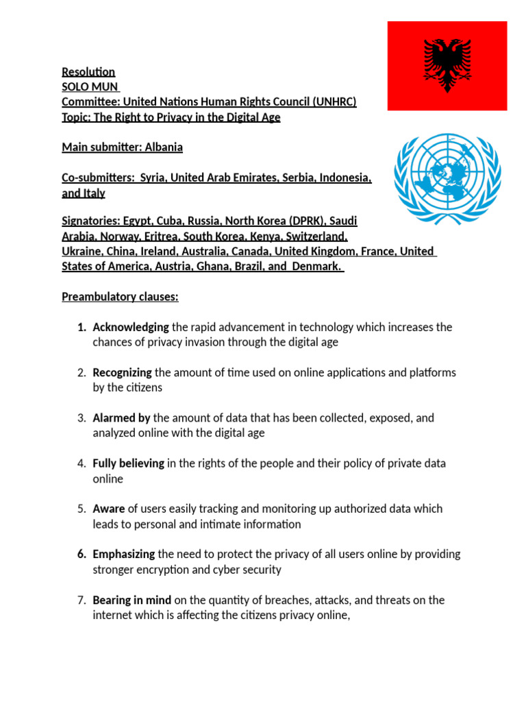 Resolution SOLO MUN 2 | PDF | Privacy | Computer Security