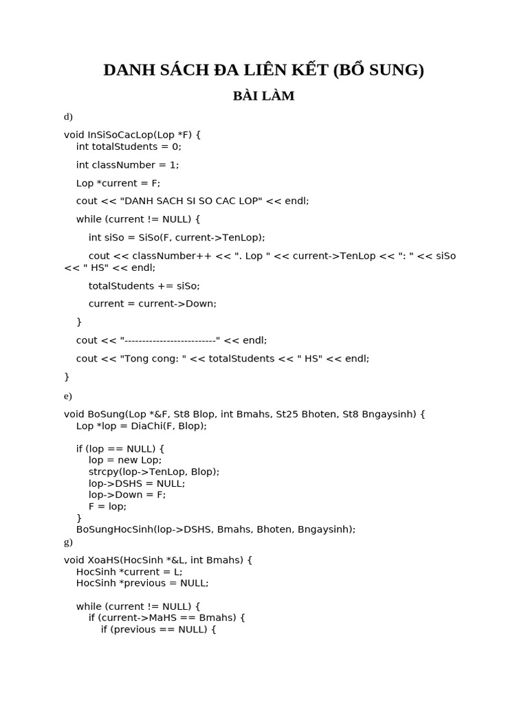 CTDL&TT - DANH SÁCH ĐA LIÊN KẾT (Bổ sung) | PDF