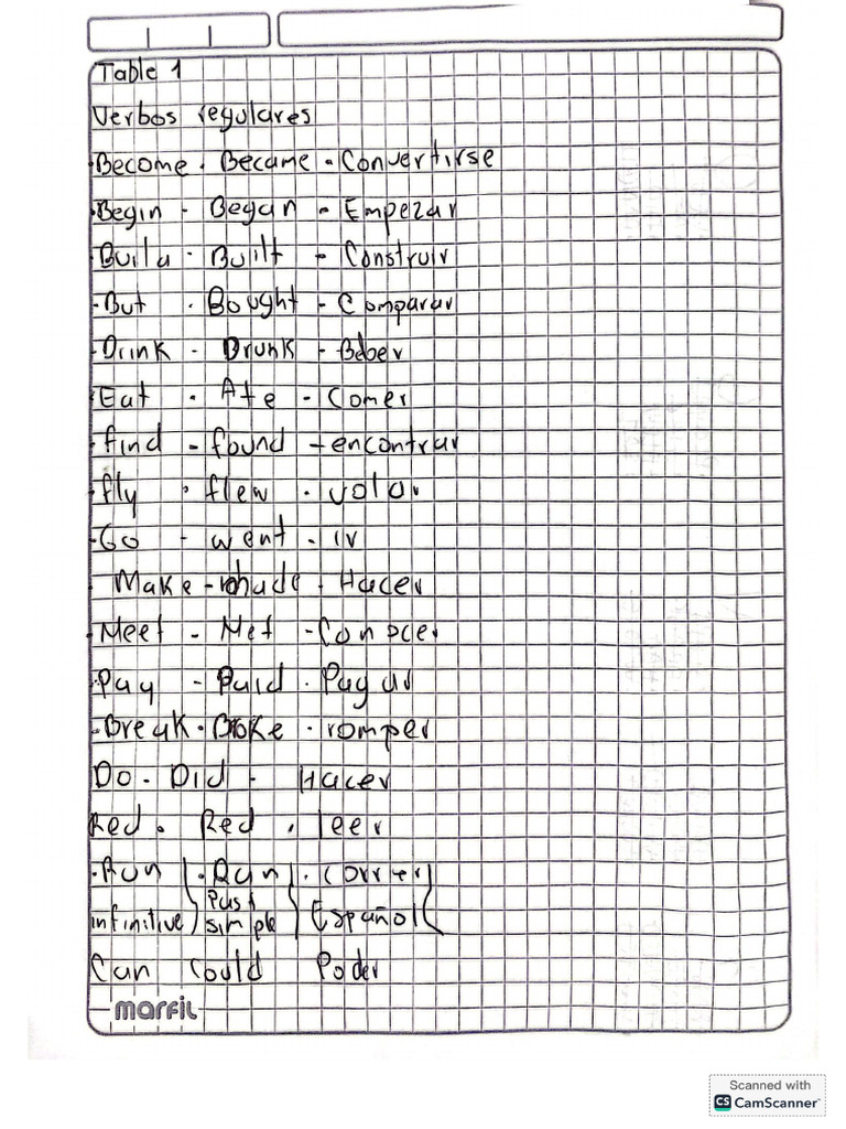 6 Lista Verbos en Pasado Simple | PDF