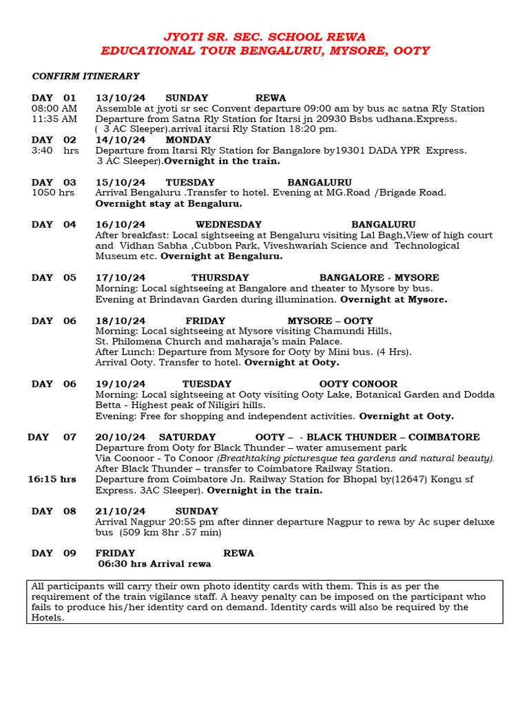 Ooty Mysore 1 | PDF | Bangalore
