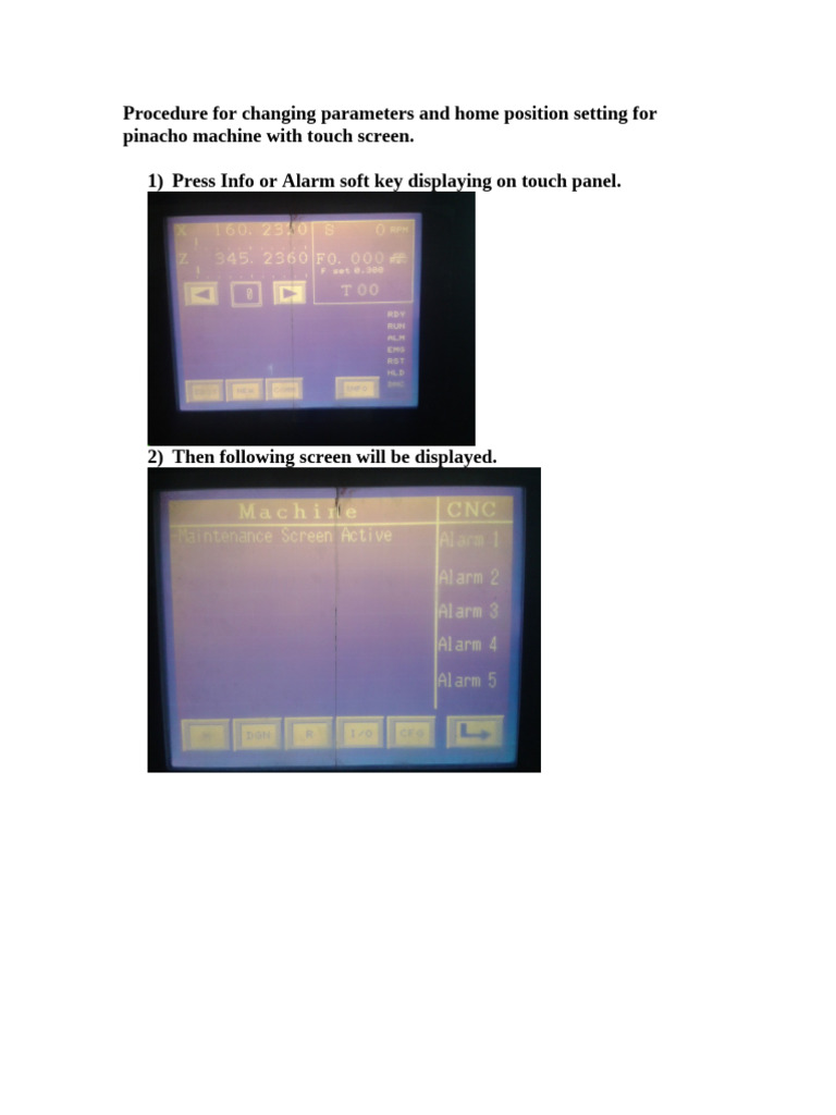 Procedure of Setting Reference For Pinacho Machine With Touch Screen | PDF
