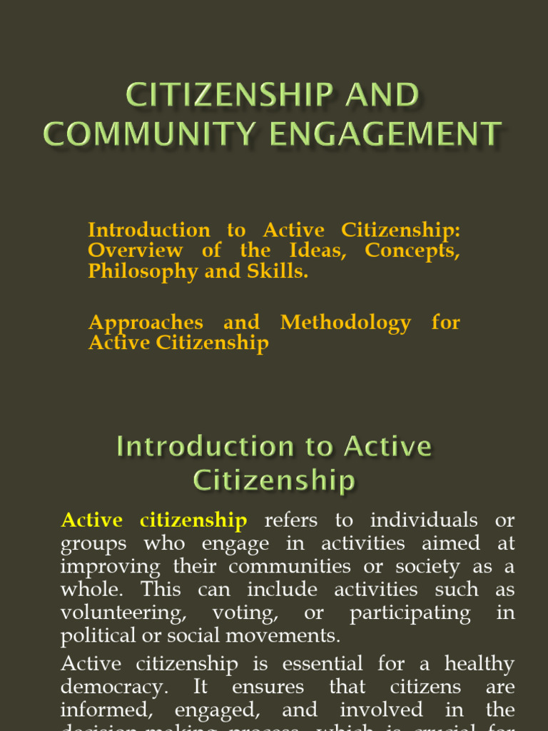 Citizenship and Community Engagement | PDF | Citizenship | Democracy
