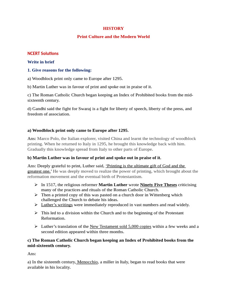 Print Culture's Impact on History | PDF | Martin Luther | Age Of ...