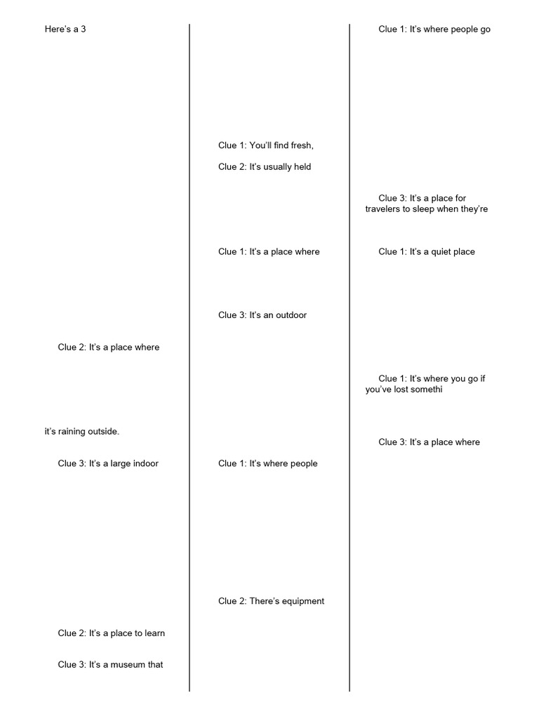 3-Clue Game - Places in Town | PDF | Menu