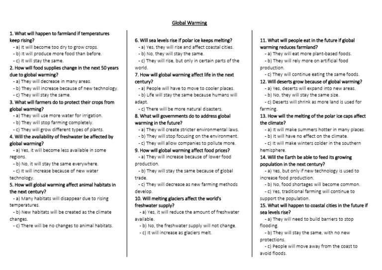 Questions About Global Warming | PDF | Climate Change | Agriculture