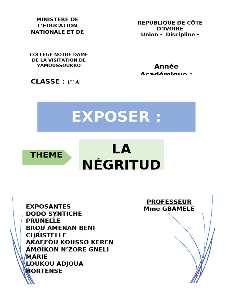 La Négritude : Valeurs et Impact | PDF