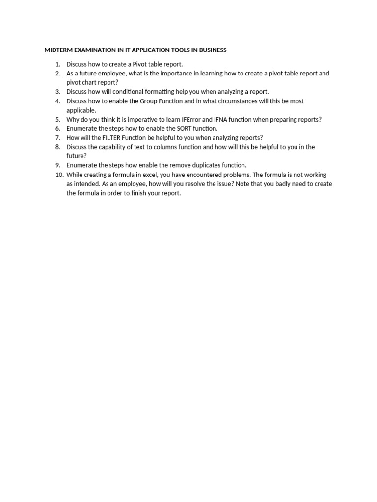 Midterm Examination in It Application Tools in Business | PDF