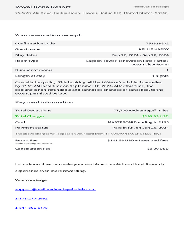 Royal Kona Receipt | PDF