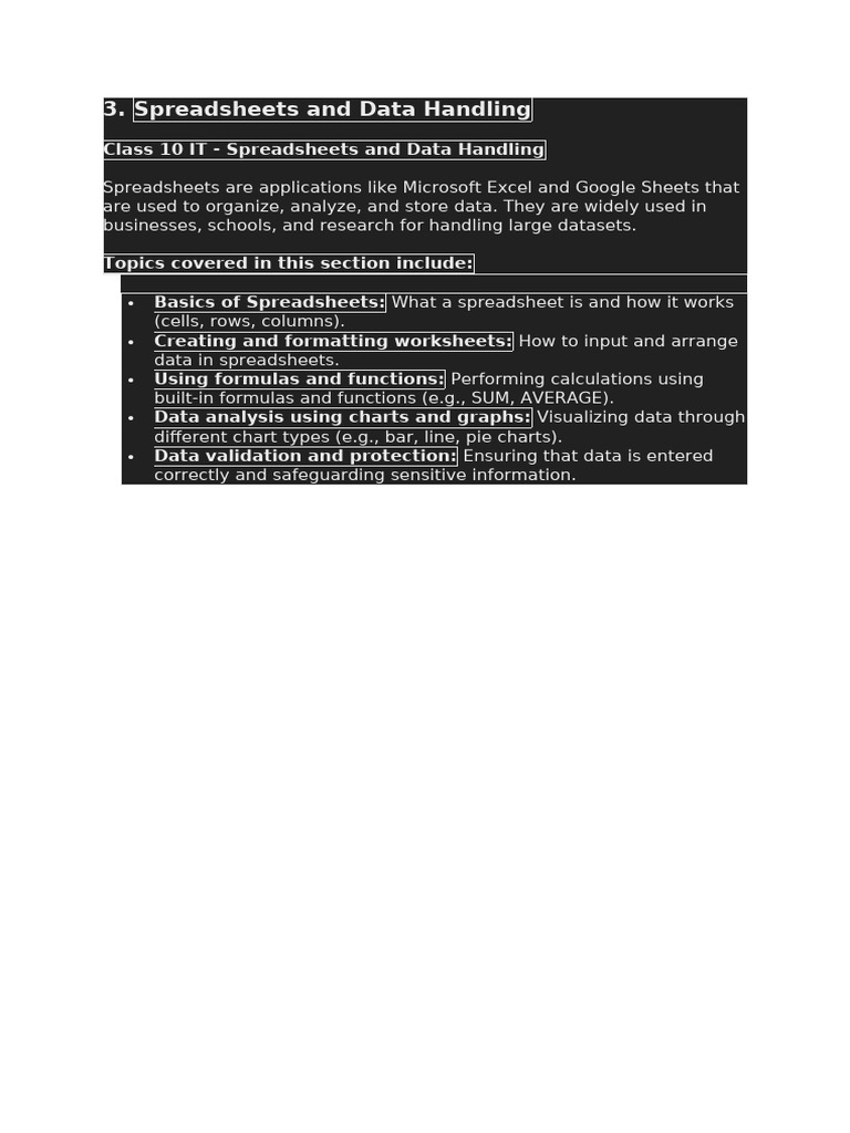 Spreadsheets and Data Handling | PDF