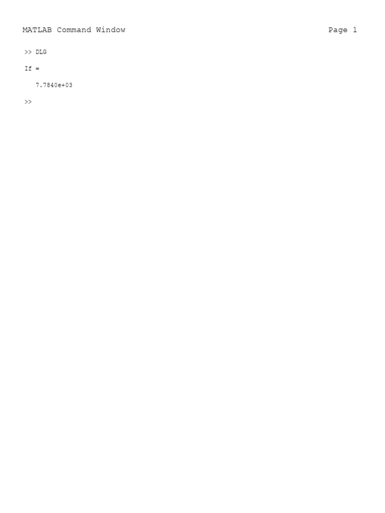 MATLAB Command Window: DLG If 7.7840e+03 | PDF