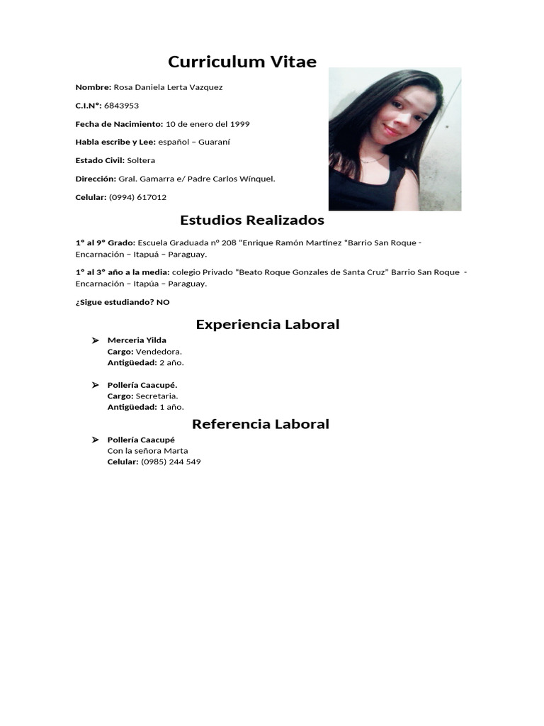 Curriculum Vitae Rosa Daniela Lerta Vazquez | PDF
