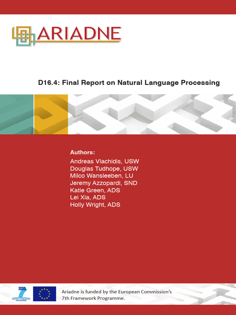 D16.4 Final Report On Natural Language Processing Final | PDF | Metadata | Linguistics
