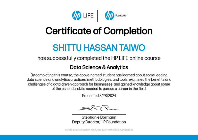 Data Science Certificate | PDF