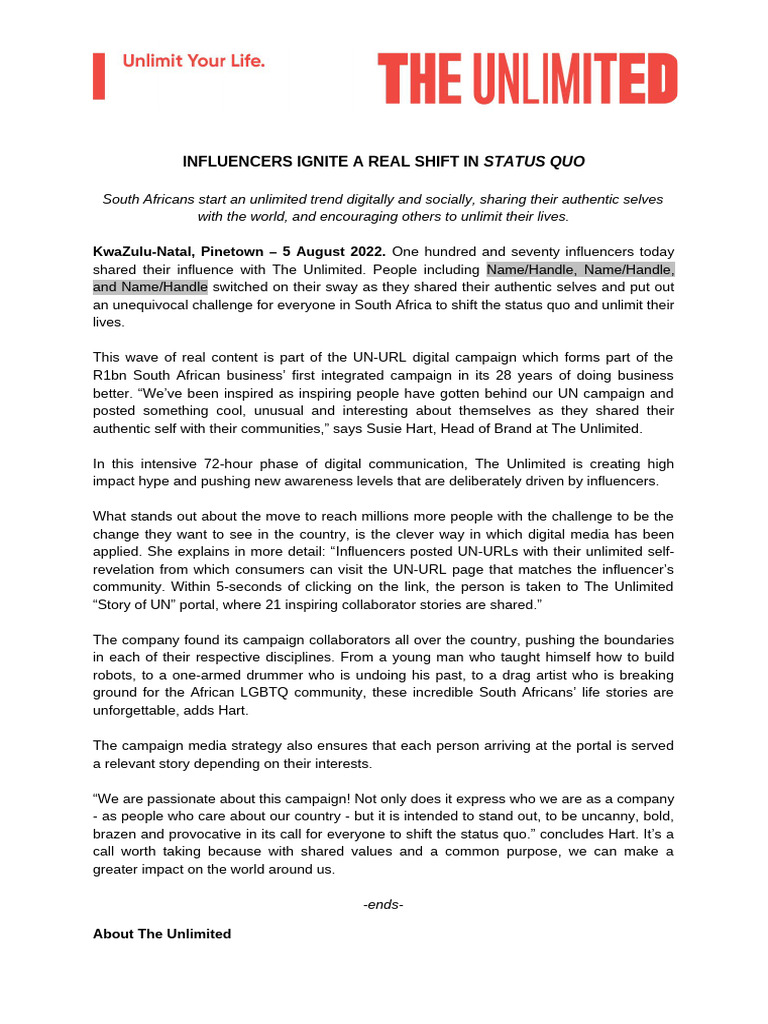 27.07.2022 - CAMPAIGN - Rationale Media Release - V2 | PDF | Social ...