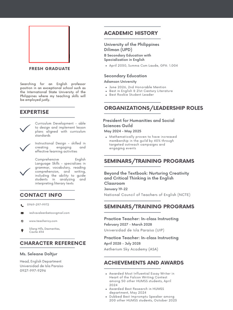 Example of A Resume (Fake Credentials) | PDF | English Language | Human ...