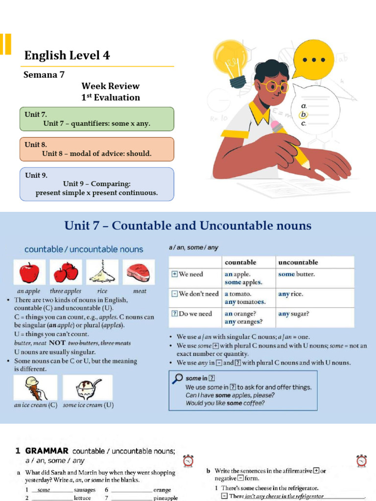 English Level 4: Week 7 Review | PDF