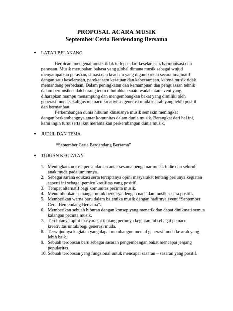 Proposal Acara Musik | PDF