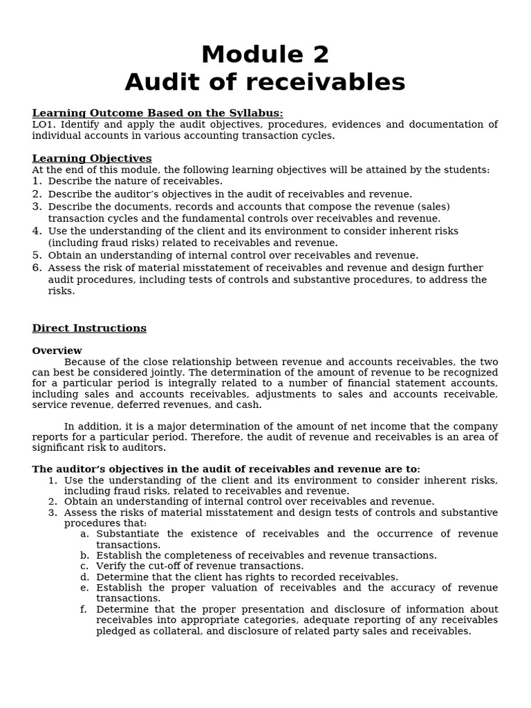 Module 1 - Audit of Cash | PDF | Audit | Debits And Credits