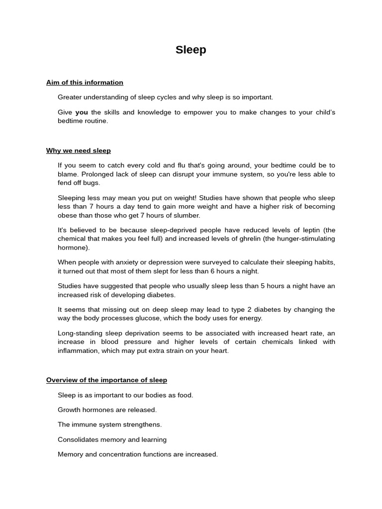 Sleep Factsheet | PDF | Sleep | Sleep Deprivation