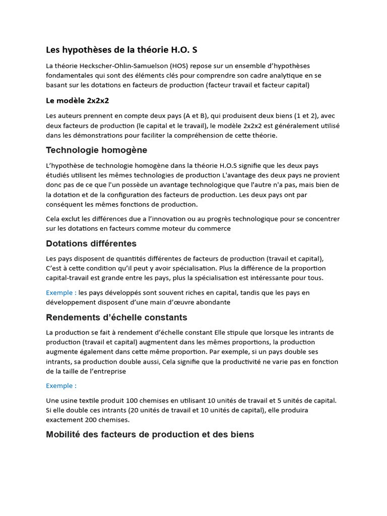 Hypothèses de la théorie H.O.S. | PDF | Commerce | Économie