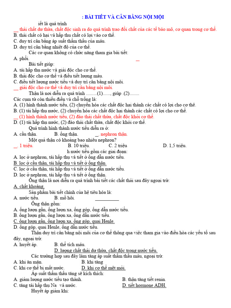 TN bài tiết và CBNM | PDF